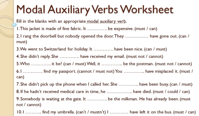 Modals Worksheet for Class 9 – Perfectyourenglish.com