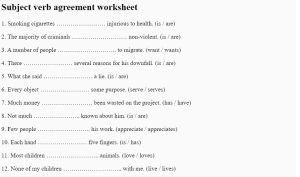 Subject-Verb Agreement Worksheet For Class 8 – Perfectyourenglish.com